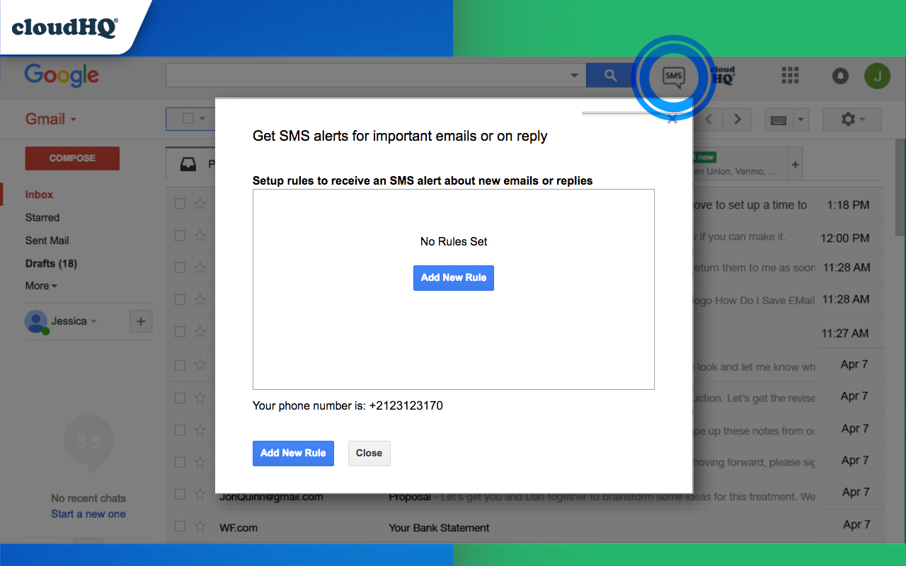 FREE: Get Gmail SMS Text Alerts And Close More Business – cloudHQ