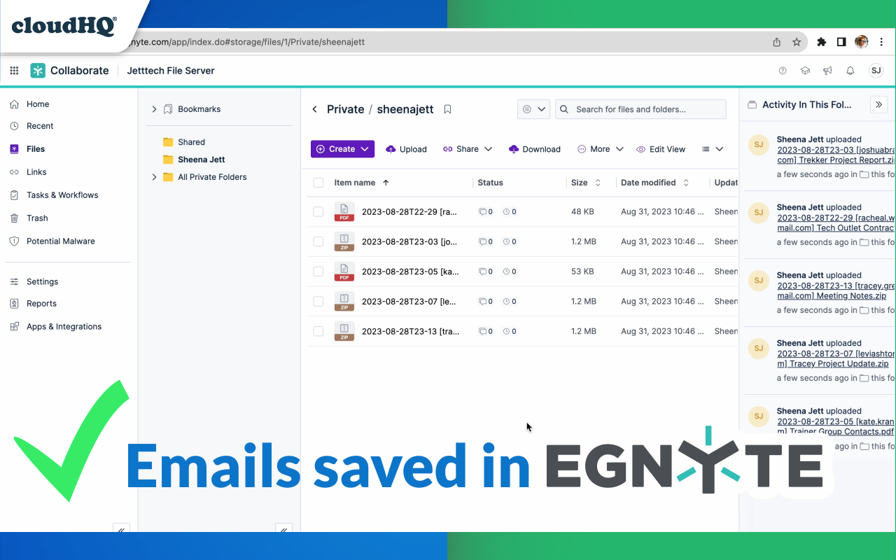 Save Emails to Egnyte (With Metadata) – cloudHQ