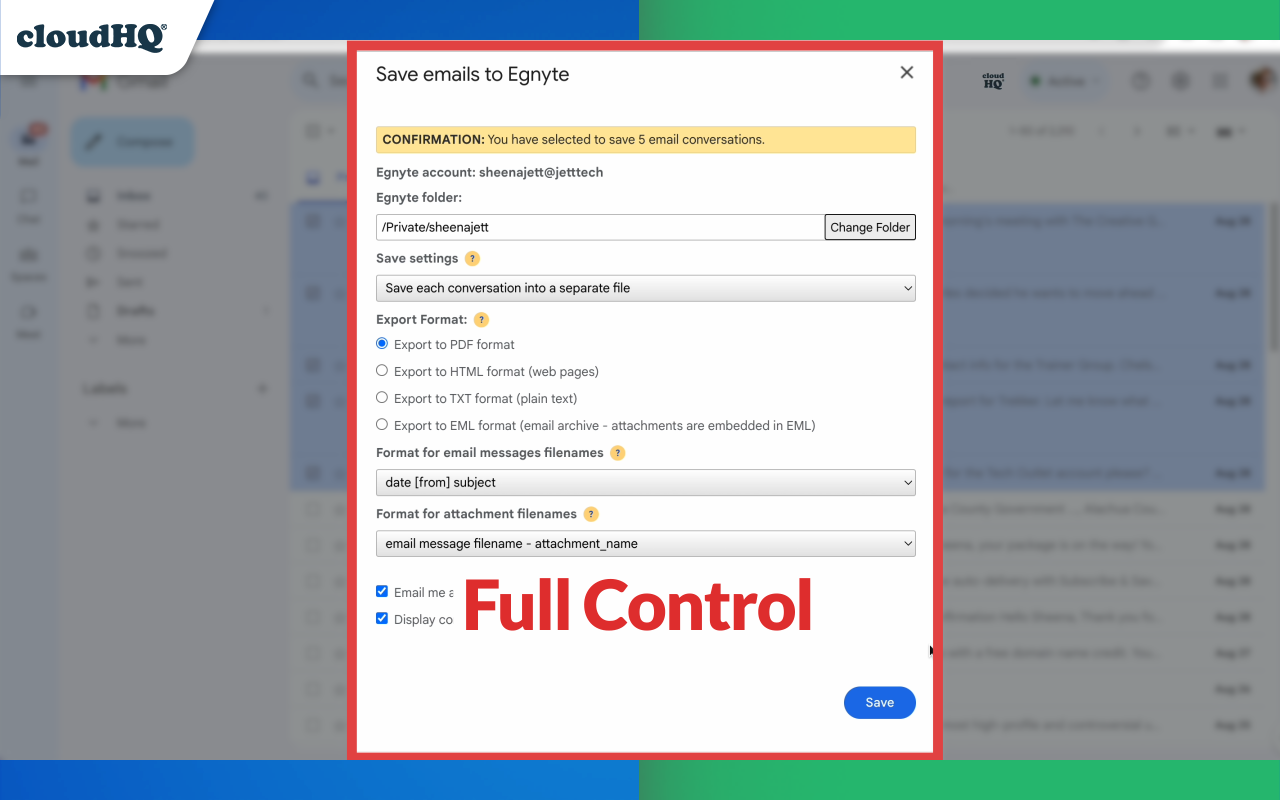 Save Emails to Egnyte (With Metadata) – cloudHQ