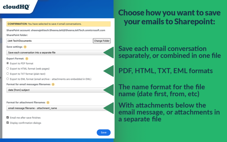 HOW TO: Save emails and attachments in SharePoint – cloudHQ