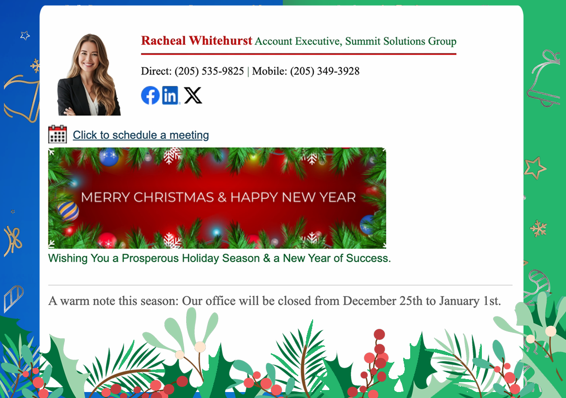 Professional Christmas and Holiday Email Signatures for Business – cloudHQ